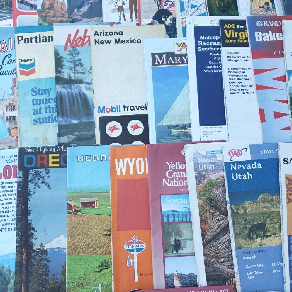 Lot of 85 Vintage 1960s-90s US States Road Maps Travel Parks AAA OIL ...