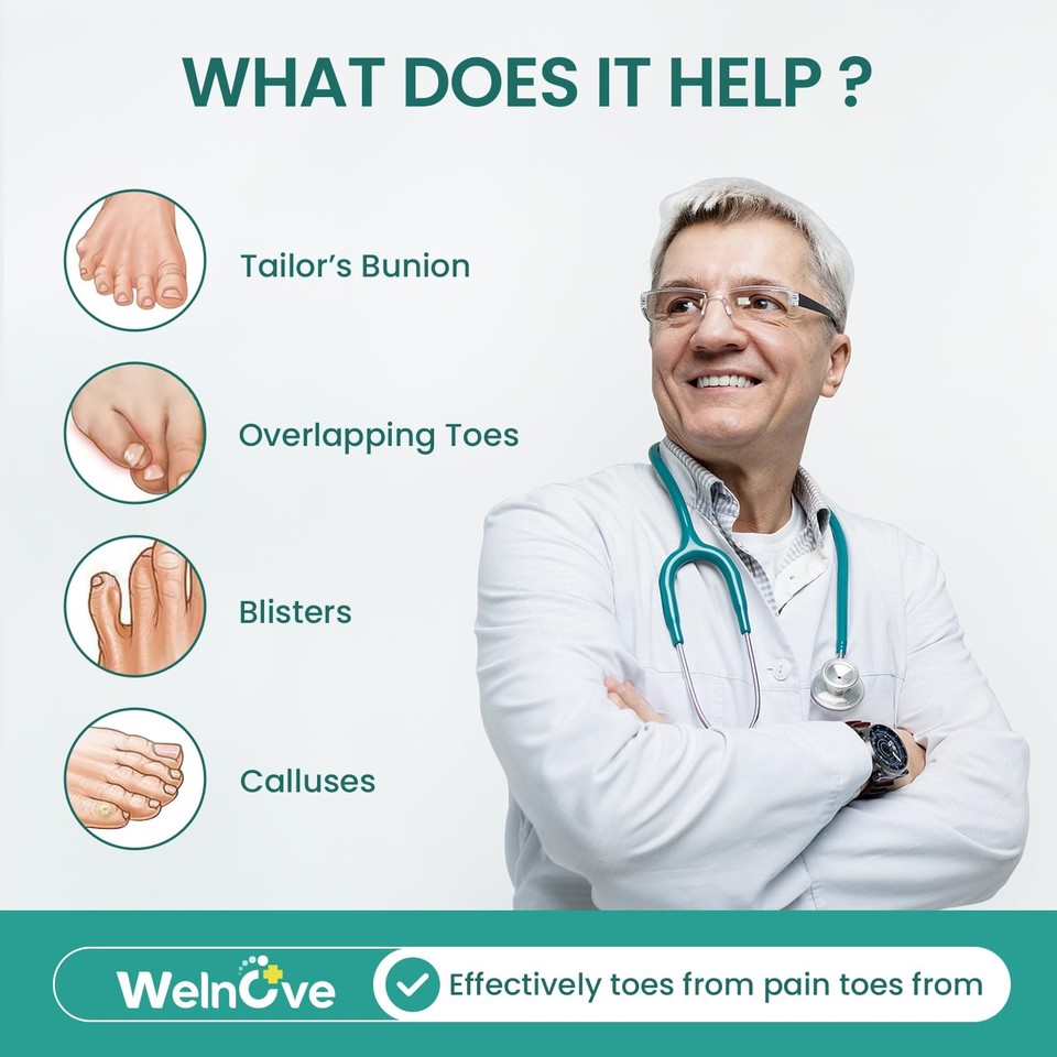 Welnove Tailor's Bunion Corrector Pads - 8 Pack Pinky Toe Regular Pads ...