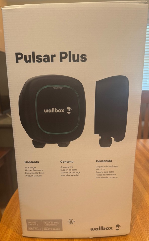 Wallbox Pulsar Plus 40A 240V | 9.6kW | 25' Cable Electric Vehicle EV ...