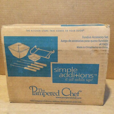 THE PAMPERED CHEF Simple Additions Fondue Accessory Set #1965 NEW IN ...