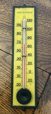 Vintage Springfield Instrument Co Thermometer Glass Yellow/Black ...
