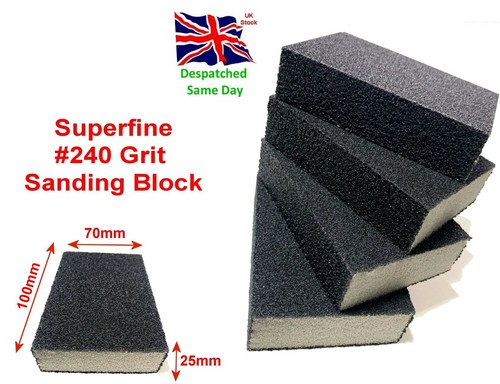 Sanding Block Fine #240Grit Sponge Abrasive Foam Wet & Dry Bodywork ...
