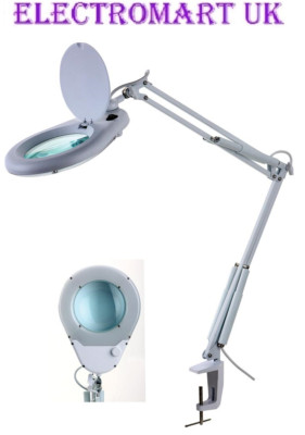 60 COOL WHITE LED ILLUMINATED MAGNIFIER DESK TABLE LAMP LIGHT GLASS ...