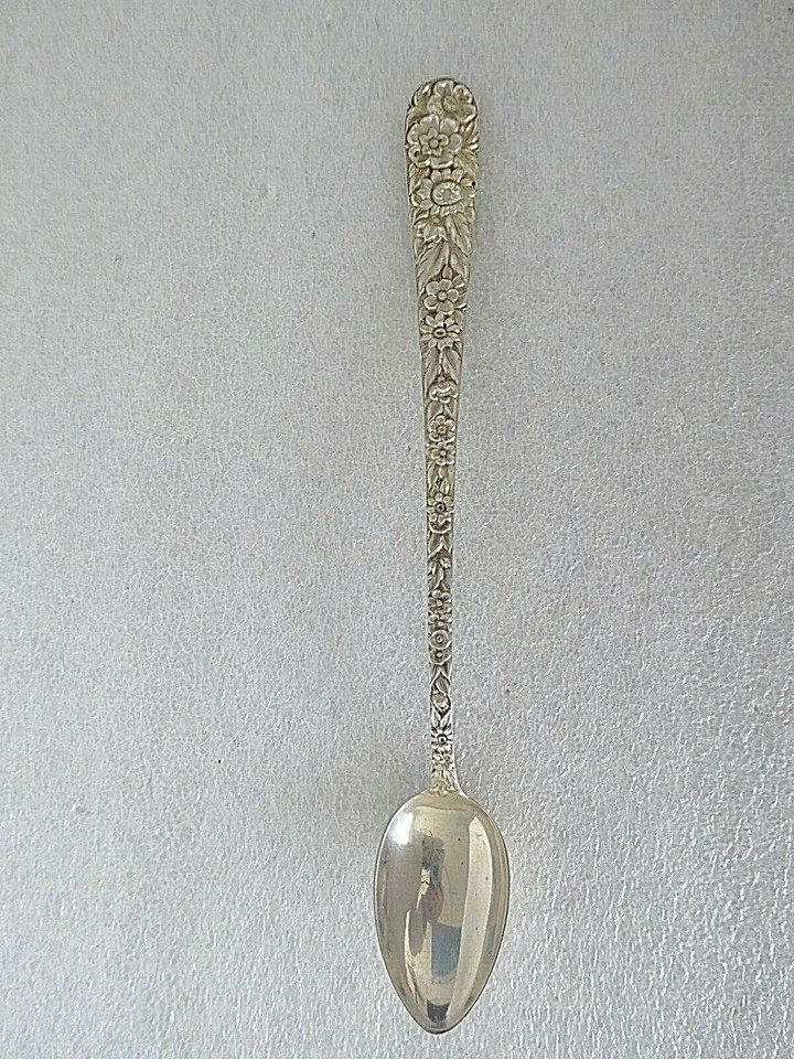 Antique 1920 Nouveau Kirk Sterling Silver Repousse 7 5/8" IceTea Spoon ...