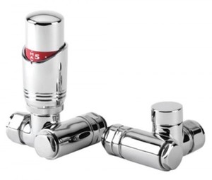 Dual Fuel Thermostatic Towel Rail Radiator Valves Chrome Angled Corner ...