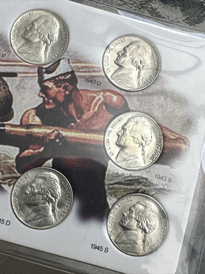 US 1942 (P;S)1943(P;D;S)1944((P;D;S)1945(P;D;S) WAR Nickel set BU- SKU ...