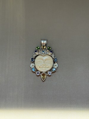 Moon Face Solid 925 Sterling Silver Engraved Moon Gemstone Pendant | eBay