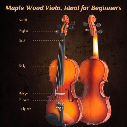 16 Inch MA350 Acoustic Viola, Satin Antique Solid Wood Viola with Case ...