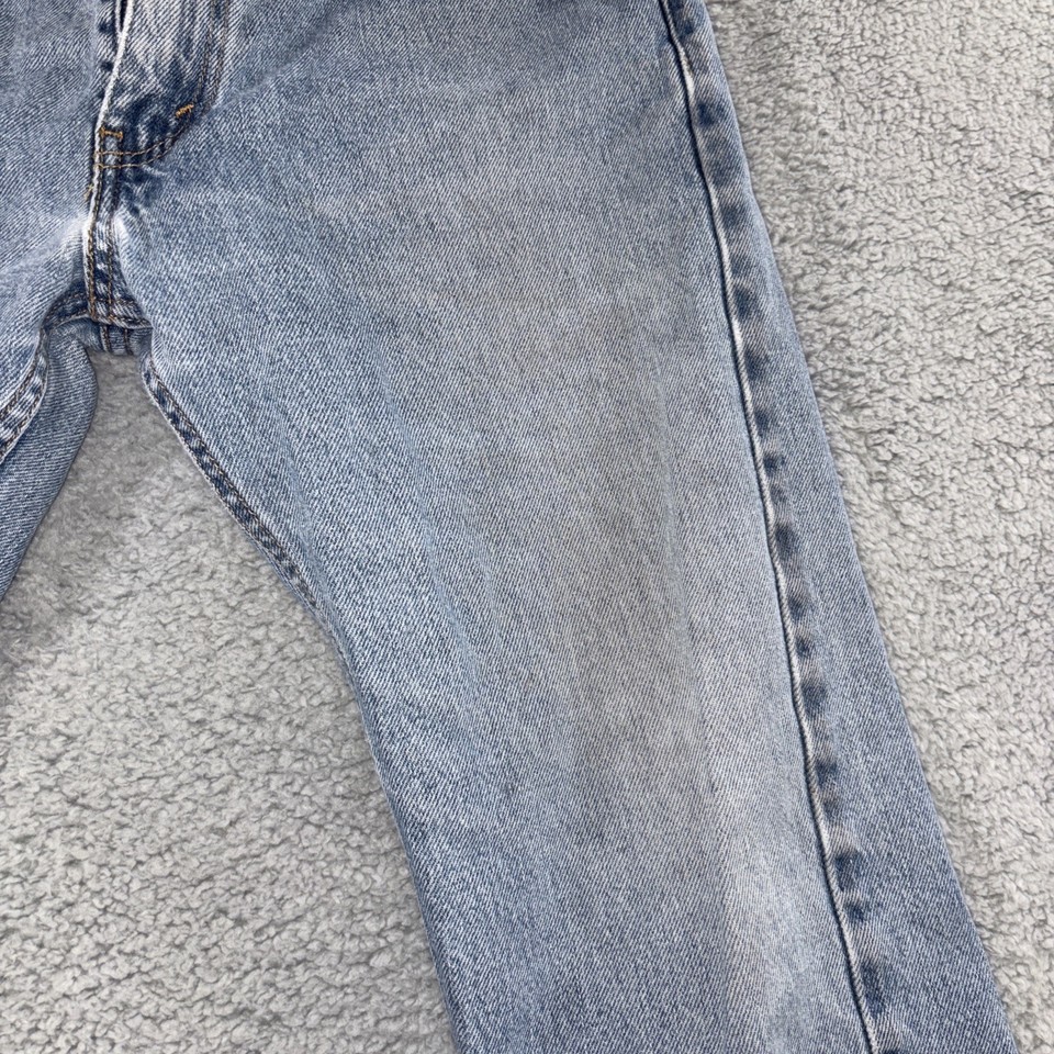 Levis 505 Jeans Mens 32x30 Regular Fit Light Wash Denim Worn Workwear ...