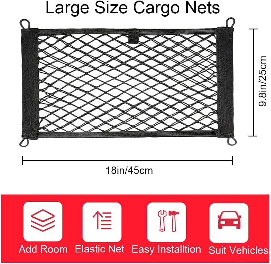 2 Pack Large Cargo Net for Trunk RV Boats Storage Mesh Pocket Net with ...