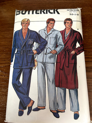 Vtg Butterick 3037 Men's Pajama Top Robe Dressing Gown Size XS-S-M | eBay