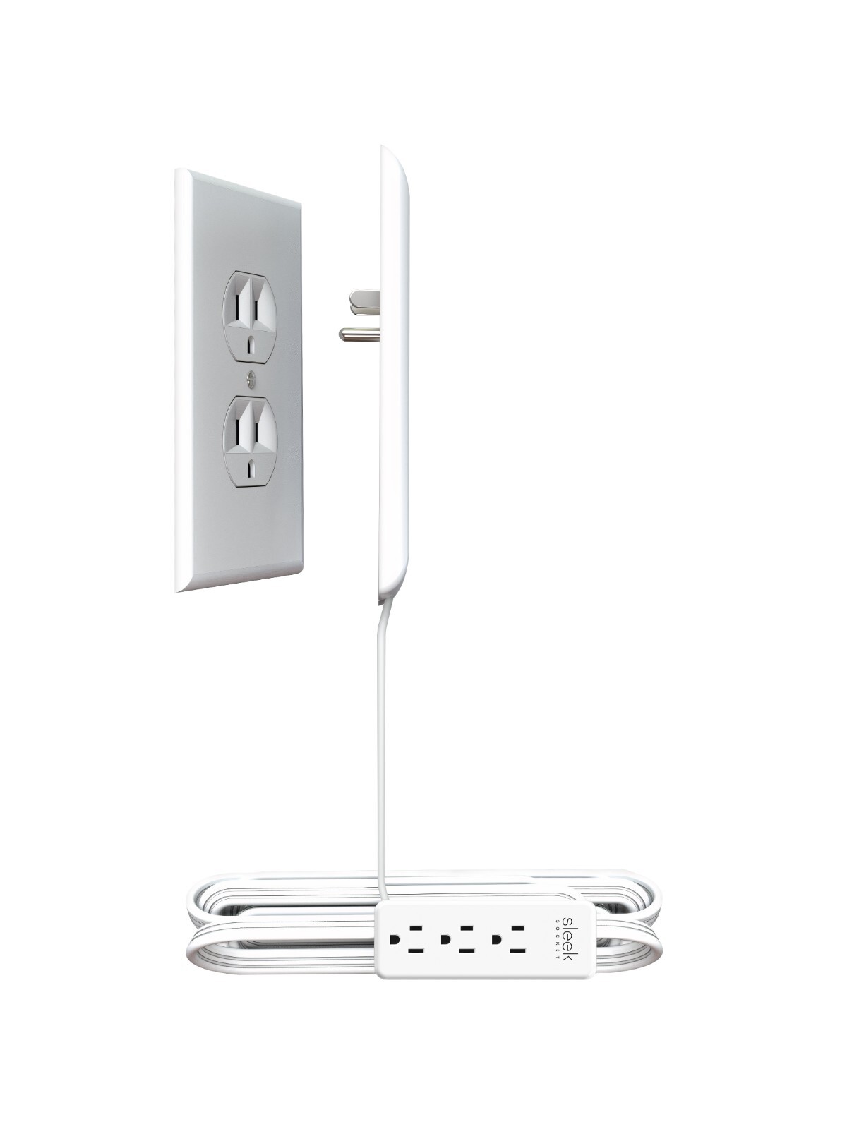 Sleek Socket Ultra-thin Electrical 3 Outlet Power Strip Cord Management ...