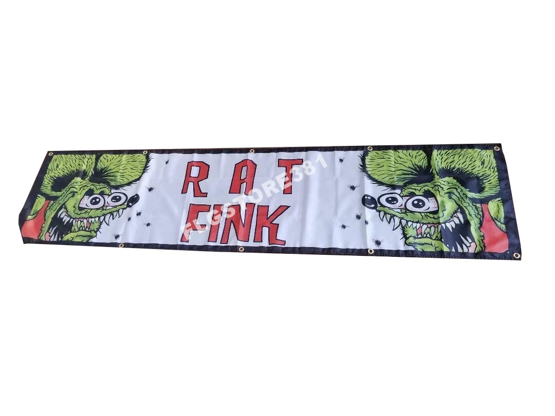 Rat Fink Banner 2x8ft Flag Sign Hot Rod 32 Ford chevy mustang Man Cave ...