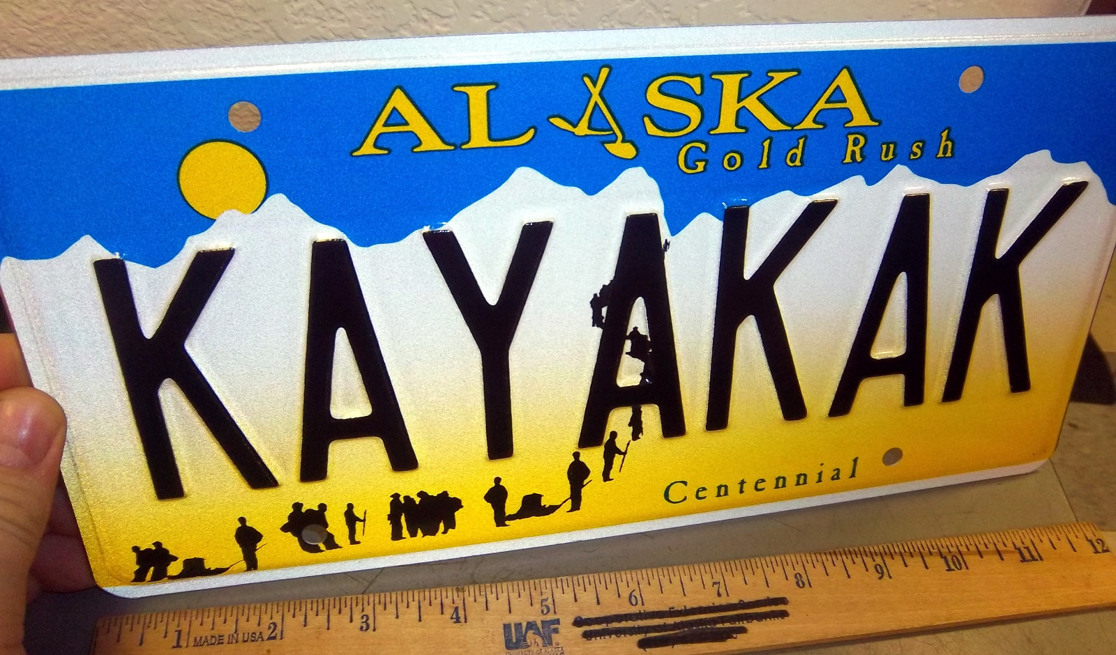 Alaska Gold Rush Centennial style replica License Plate KAYAK AK, USA ...