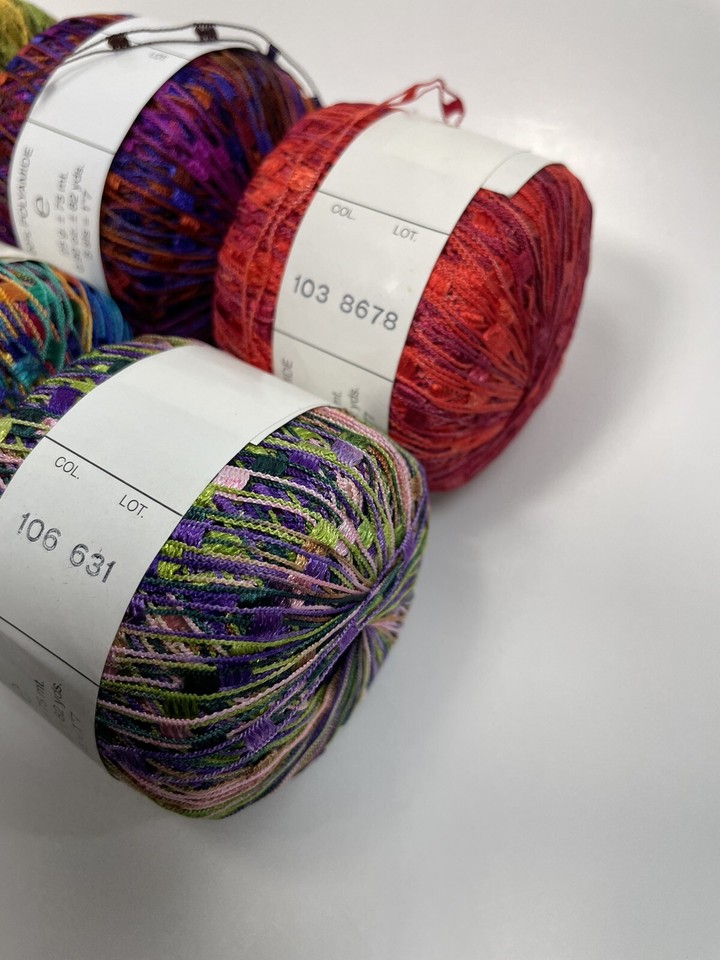 Trendsetters Yarn BINARIO ladder ribbon, big mixed lot of 22 multi ...