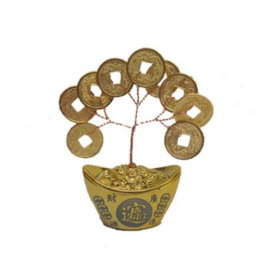 Gold coin tree with yuan bao Base 3.5”H, home decor' | eBay