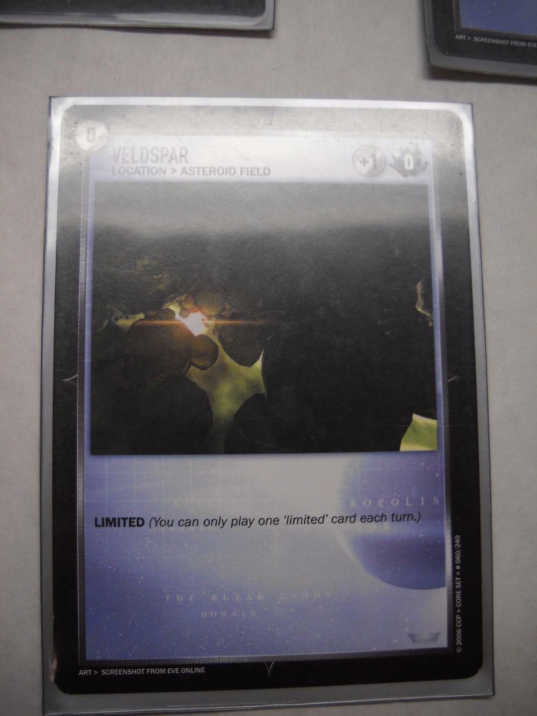 EVE CARD GAME 200 Core Set VELDSPAR Cards SET OF 7 Plastic Grey SLEEVES ...