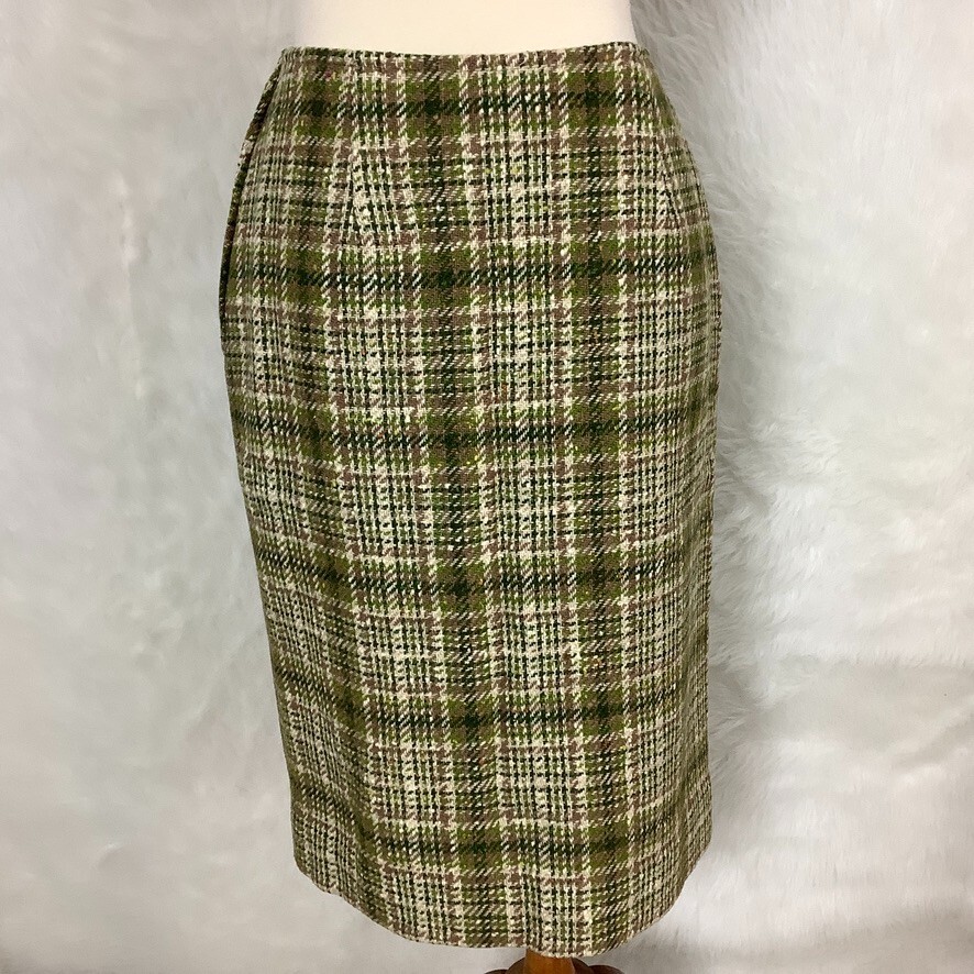 Vintage 50s, 60s Pendleton Green Plaid Wool Pencil Sk… - Gem