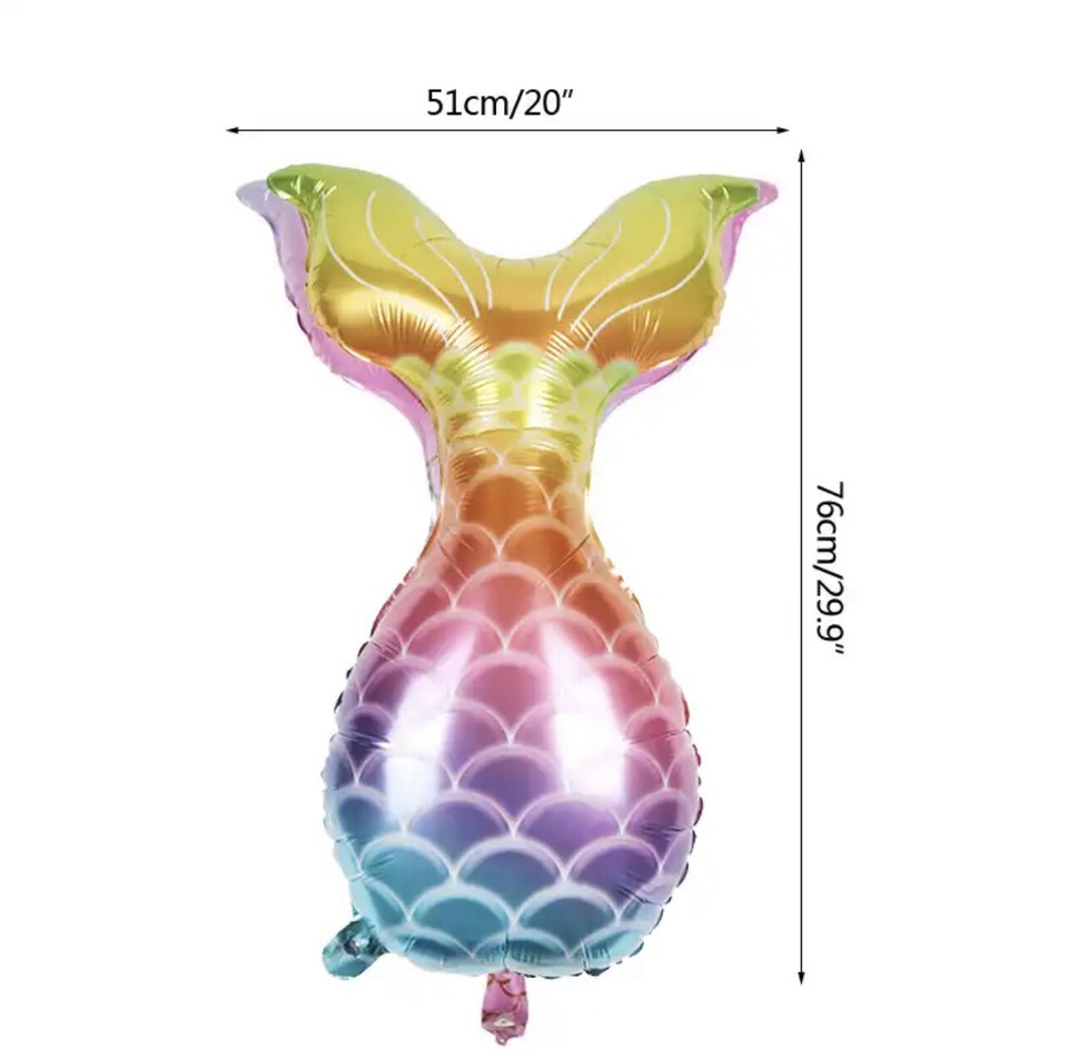 Mermaid Tail Sea Shell Foil Magic Metallic Display Balloons Birthday ...