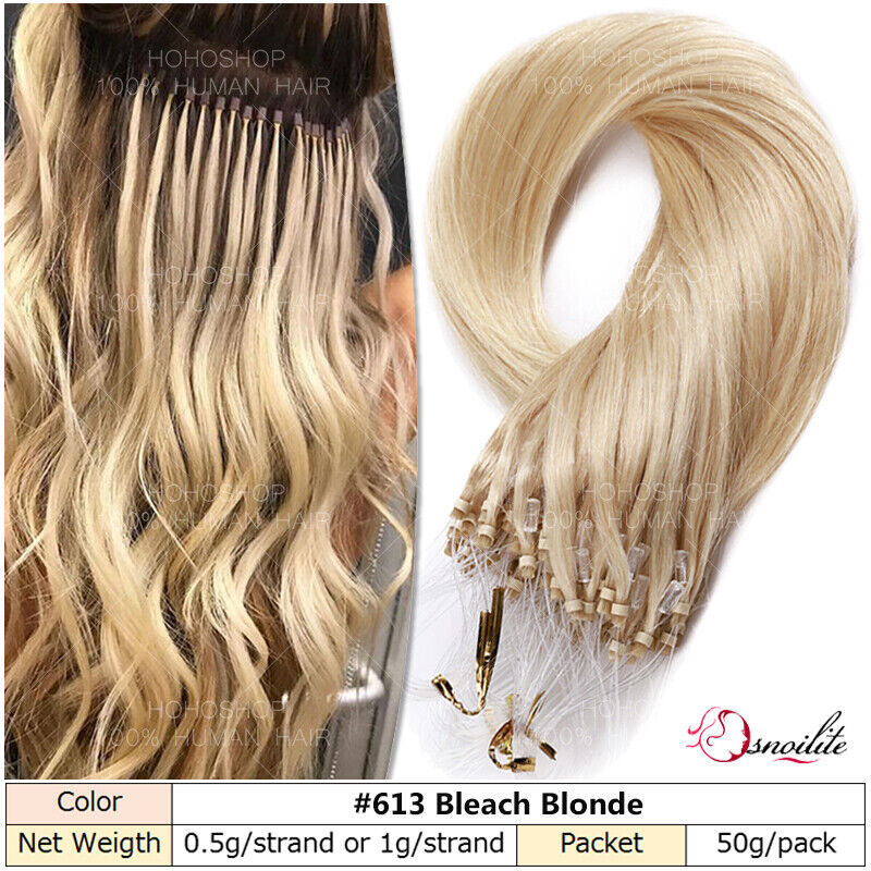 Micro Ring Loop Hair Extensions Micro Beads 100% Real Human Hair Link ...