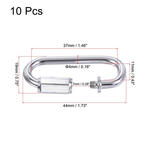 Chain Connector 4mm Oval Shape Quick Link Screw Lock Clips Silver Tone ...