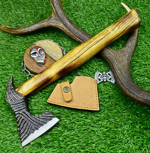 HAND FORGED Carbon Steel Viking Bearded Axe Tomahawk Throwing Axe ...