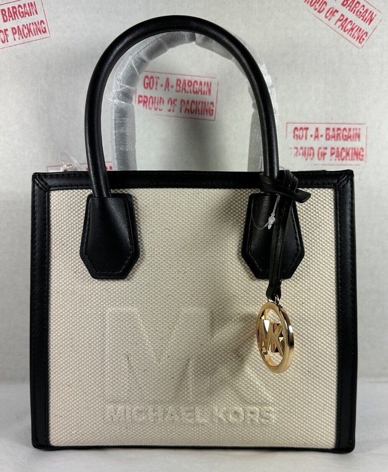 Michael Kors Mercer Medium Mk Signature PVC Leather Satchel Crossbody ...