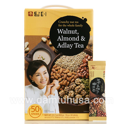 DAMTUH Korean Natural Walnut Almond Adlay Powder Tea 50 Sticks x 1 Box ...