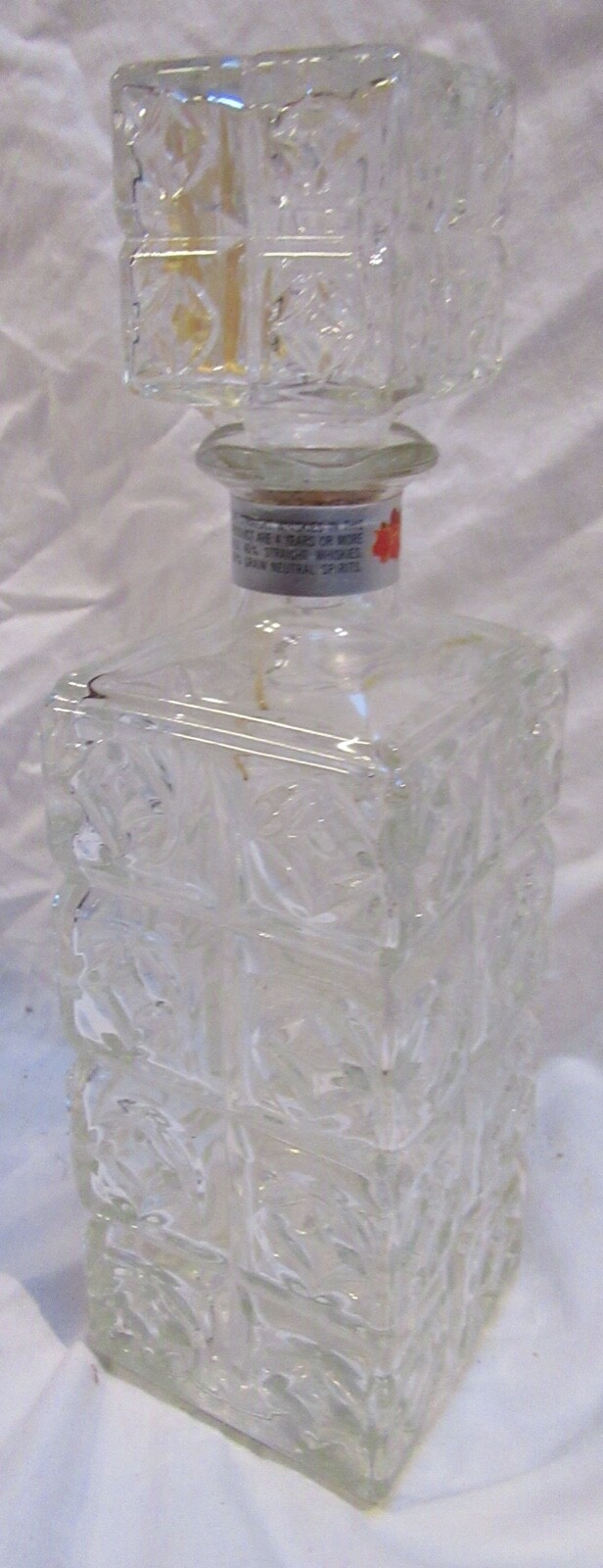 Vintage Four Roses Whiskey Decanter Glass Bottle Cork Stopper Silver ...