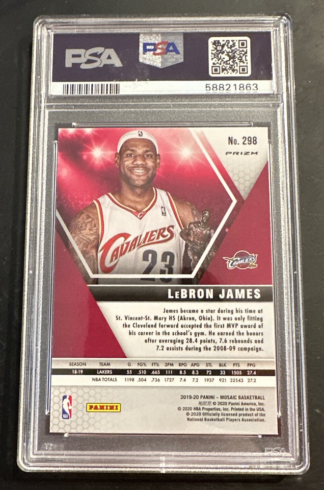 2019 Panini Mosaic LeBron James Pink Prizm Camo MVPs Card #298 PSA 10 ...