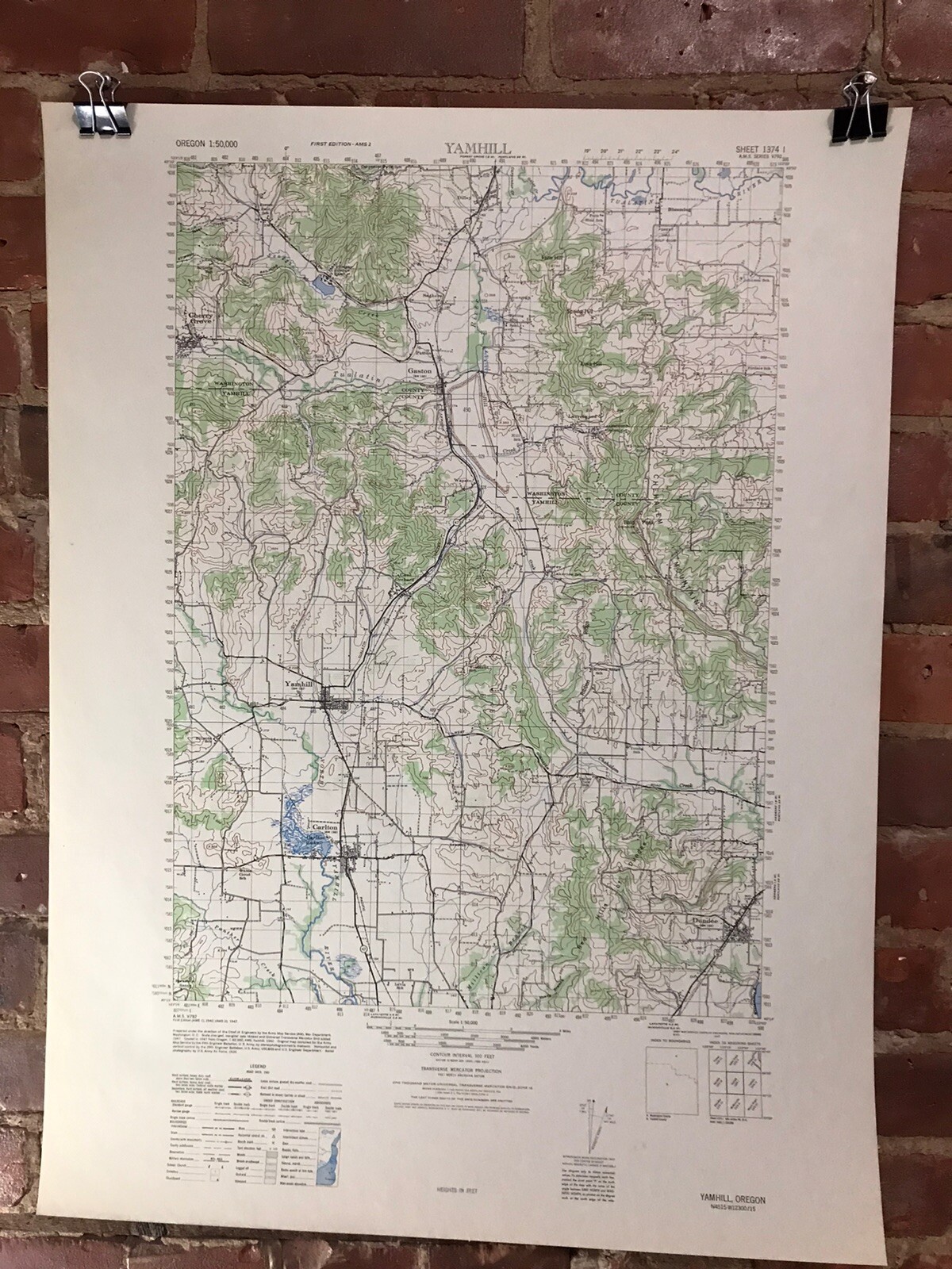 Yamhill Oregon 1947 Map Vintage Original Large USGS Topographic Army ...
