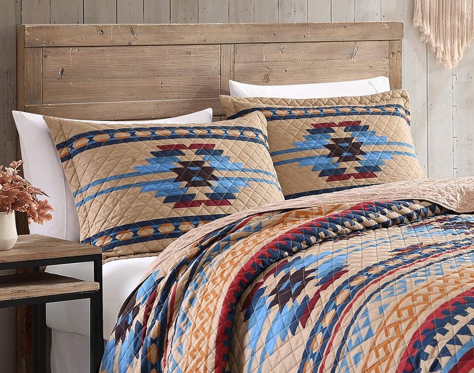 Chezmoi Collection Wyoming 3-Piece Southwestern Quilt Set - Geometric ...