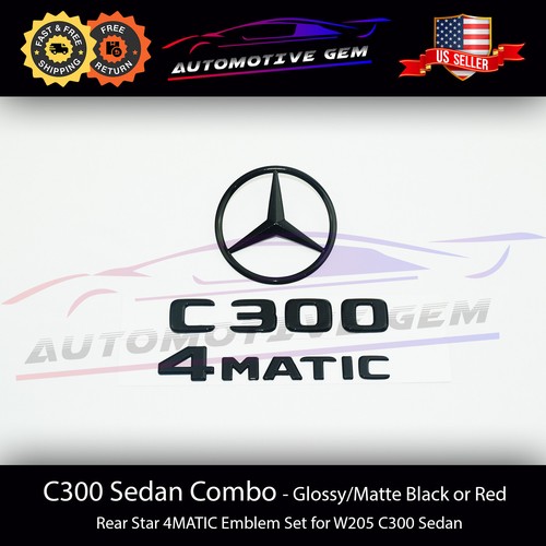 C300 SEDAN 4MATIC Rear Star Emblem Black Letter Badge Logo Set AMG ...