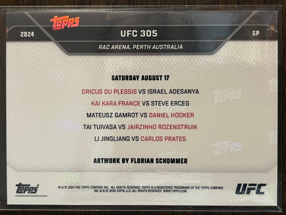 2024 Topps Now UFC 305 POSTER SP Dricus Du Plessis Israel Adesanya | eBay