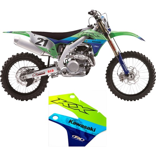 Chrome Series Shroud Graphic Kit for Kawasaki KX450F - Blue/White/Green ...