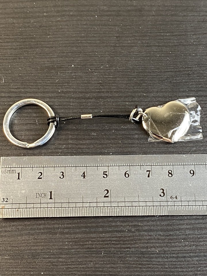 NIB Pandora Heart Shaped Silver Tone Key Ring Chain with Brush and Dust ...