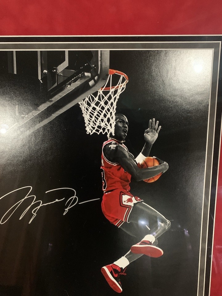 Michael Jordan Signed Framed 16x20 Craddle Dunk Autographed UDA/COA ...