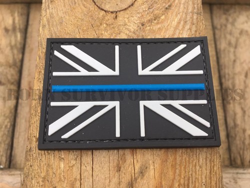 THIN BLUE LINE UNION JACK PVC RUBBER PATCH - Black Police Morale Tactical Badge | eBay