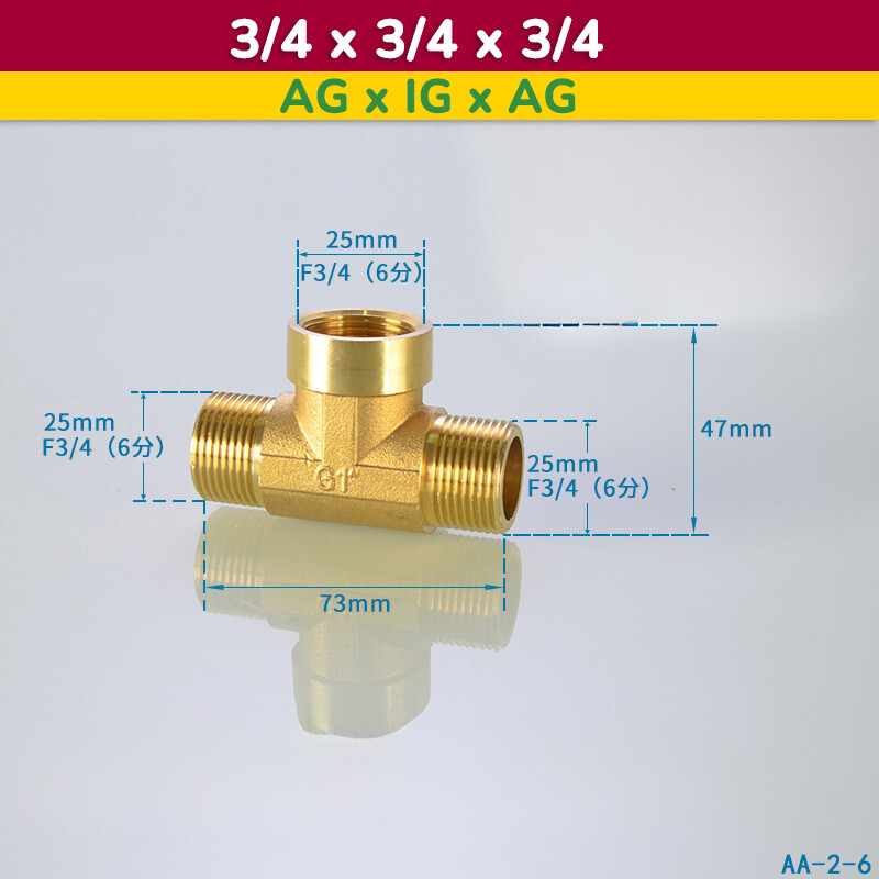 Brass T Piece 3 Way Tee Male Female Thread Fitting Pipe Connector 1/8 ...
