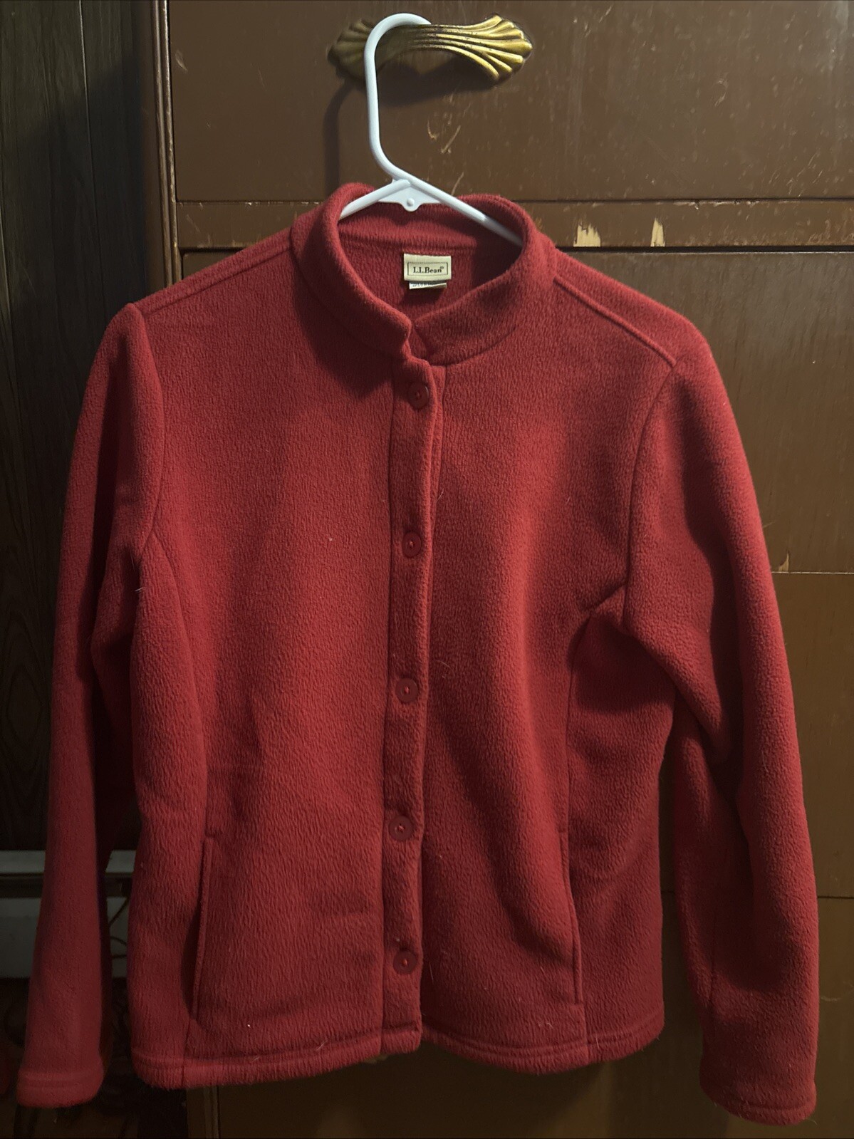 LL Bean Red Button Up Fleece Cardigan Women’s Size Med-regular | eBay