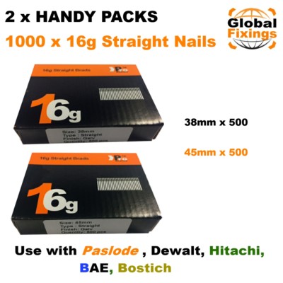 2 x Handy Packs 38mm + 45mm - MIXED 1000 16g STRAIGHT for Dewalt ...