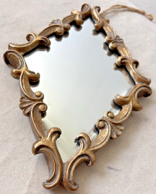 Rococo Style Rhombus Wall Mirror Antique Gold Resin 9.5"x 13.5" EUC | eBay
