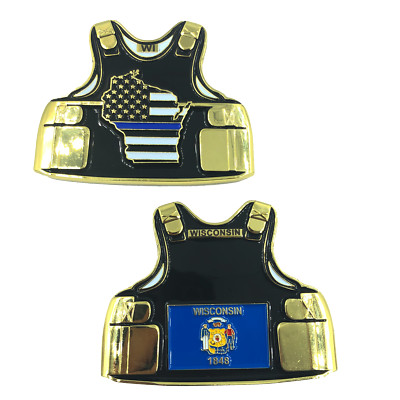 C-006 Wisconsin LEO Thin Blue Line Police Body Armor State Flag ...