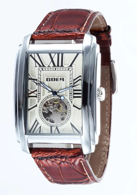 Retro Men's Watch Automatic Mechanical Wrist Watch Skeleton Leather ...