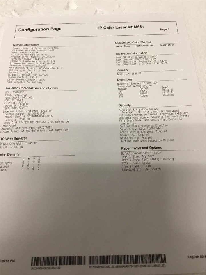 HP Color LaserJet Enterprise M651 Color Laser Printer Network 52K Pages ...