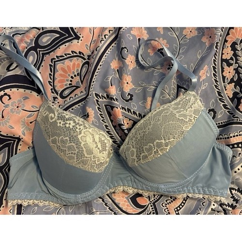 Light Blue Lace Trim Underwire Push-up Bra, Size 34B | eBay
