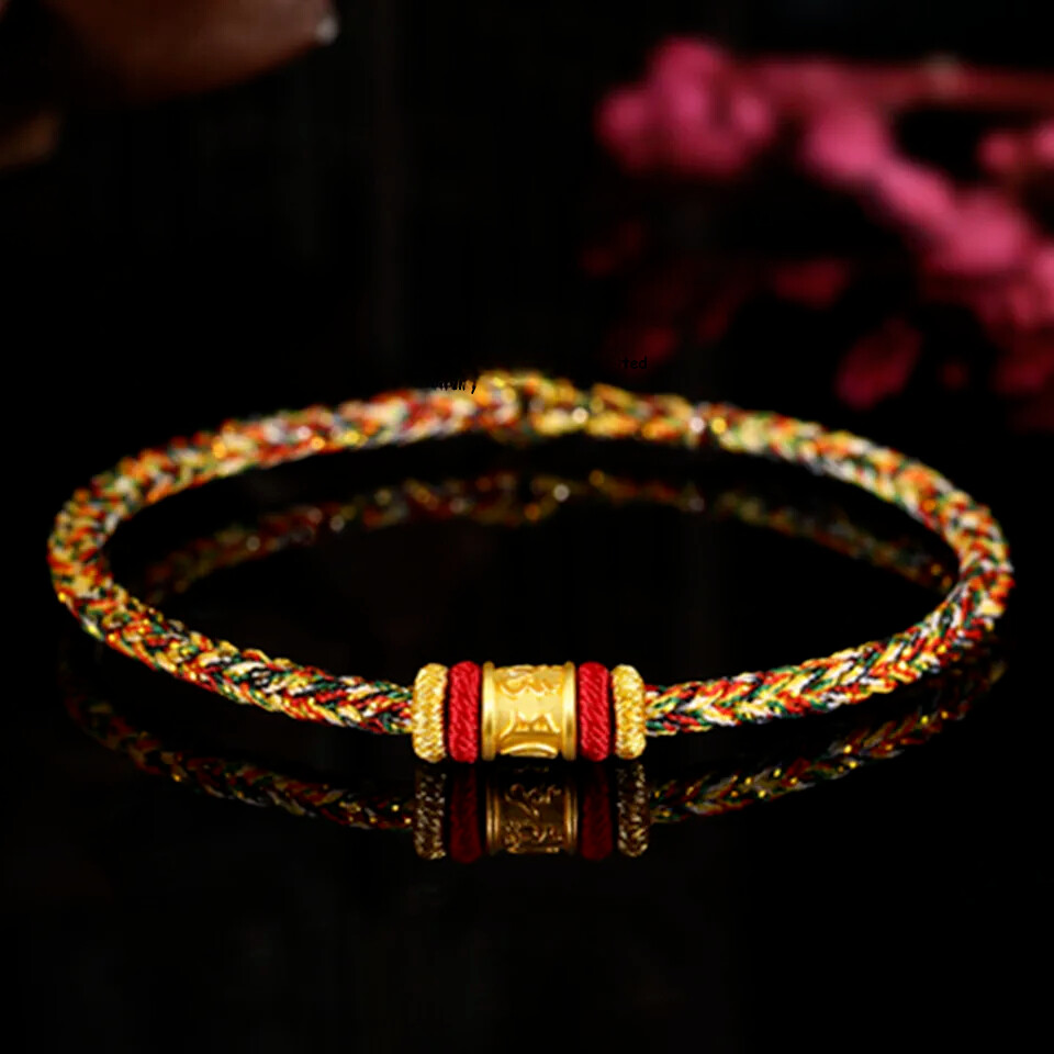 1pcs Real 999 24K Yellow Gold Men Women 3D Lucky Six Words Long Tube ...