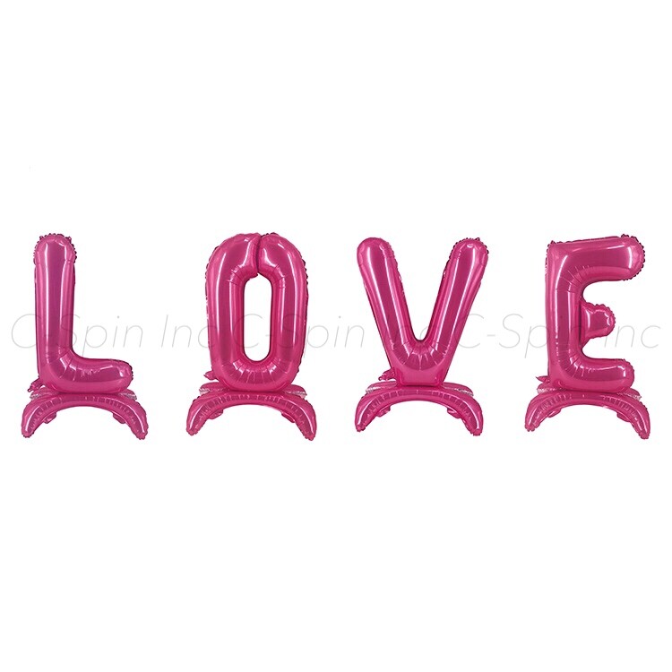 32" LOVE Letter Balloon Foil Balloons Stand Alone Valentine Day ...
