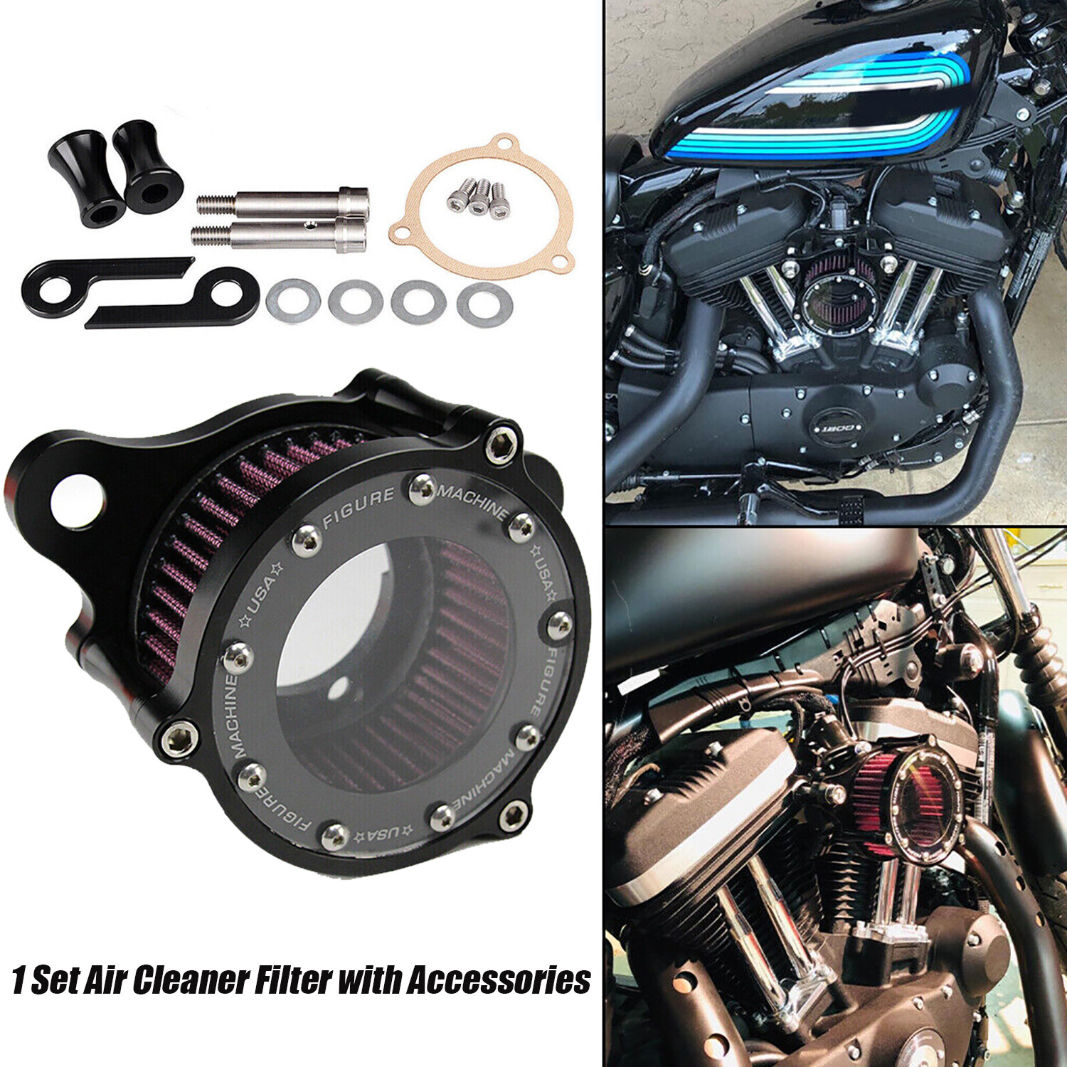 CNC Cut Air Cleaner Intake Filter Kit For Harley Electra Glide FLHTK ...