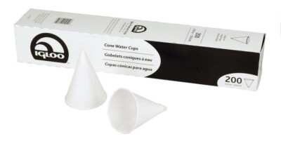 IGLOO 4.25 oz. Rolled Rim Cone Paper Water Cooler Cups 200 Count ...